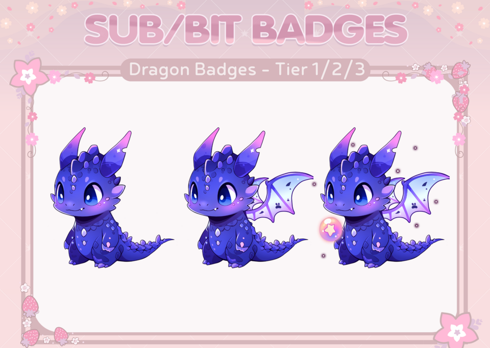 Cute Dragon Twitch Loyalty Sub Bit Badges