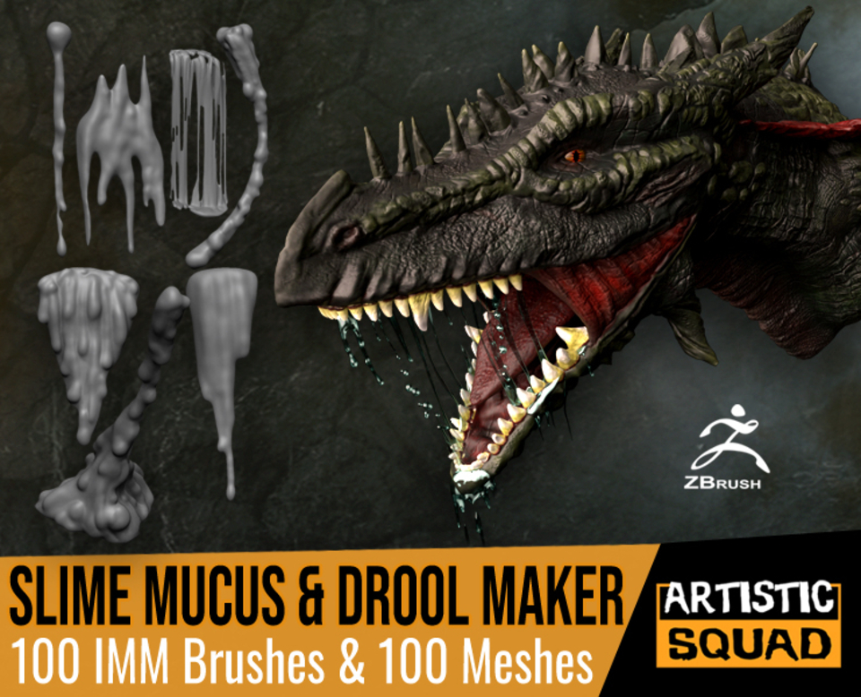 Slime Mucus and Drool Maker 100 IMM ZBrush Brushes