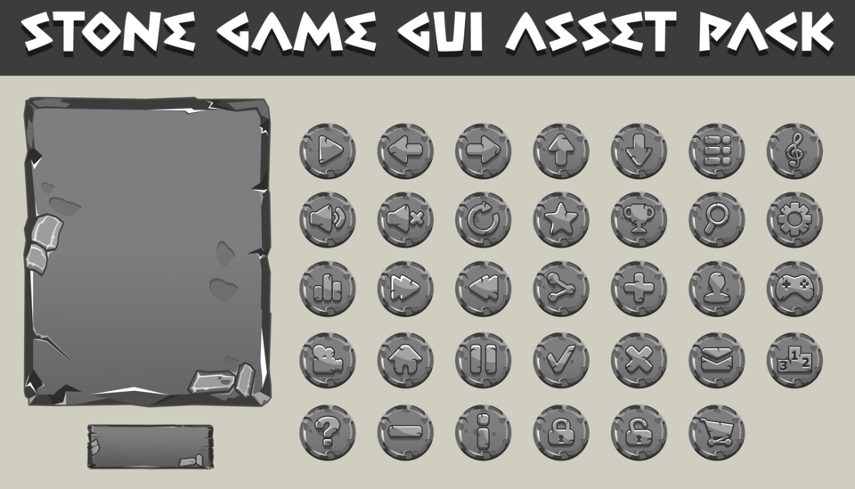 Stone game GUI asset pack