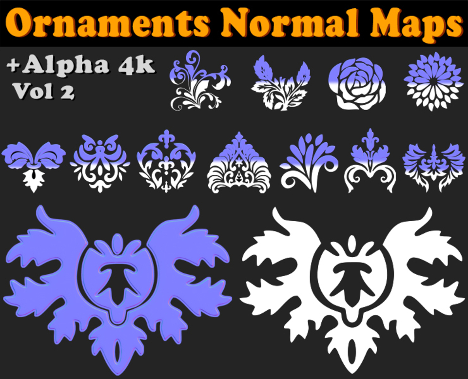 100 Ornaments Normal Maps and Alpha Vol 2