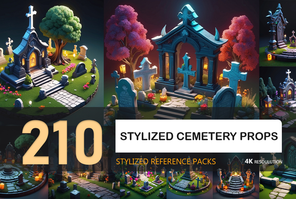 Stylized Cemetery Props