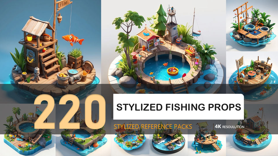 Stylized Fishing Props-4K-Stylized References Pack
