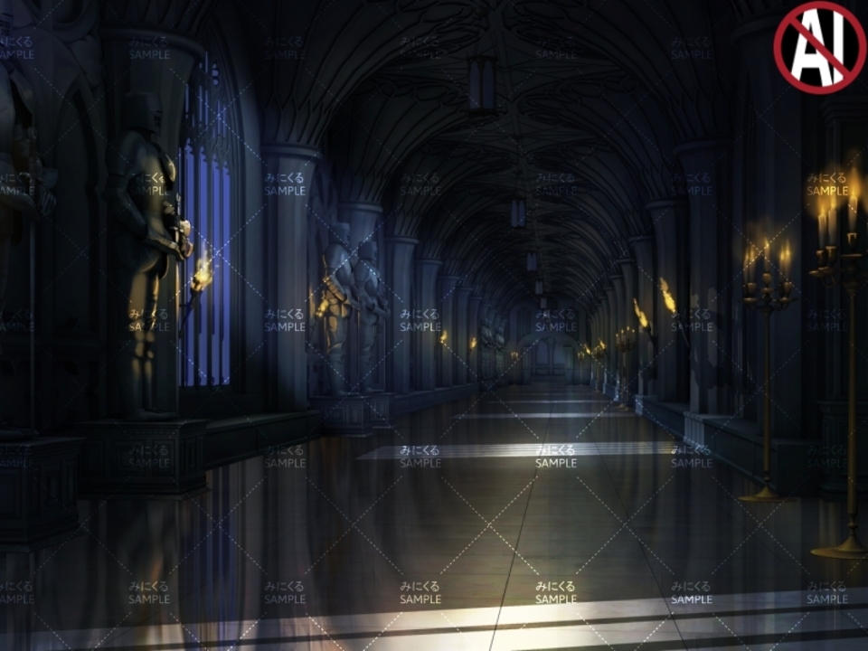 [2D Background] Hallway_night2 - "Fantasy06"