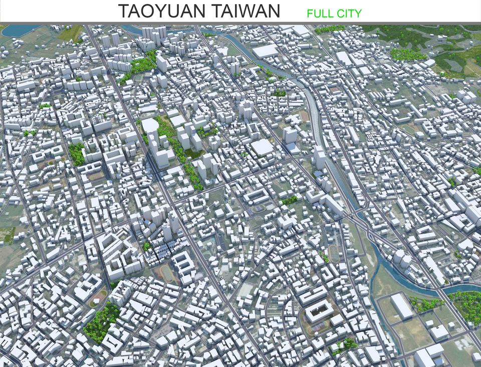 Taoyuan city Taiwan 3d model 56km