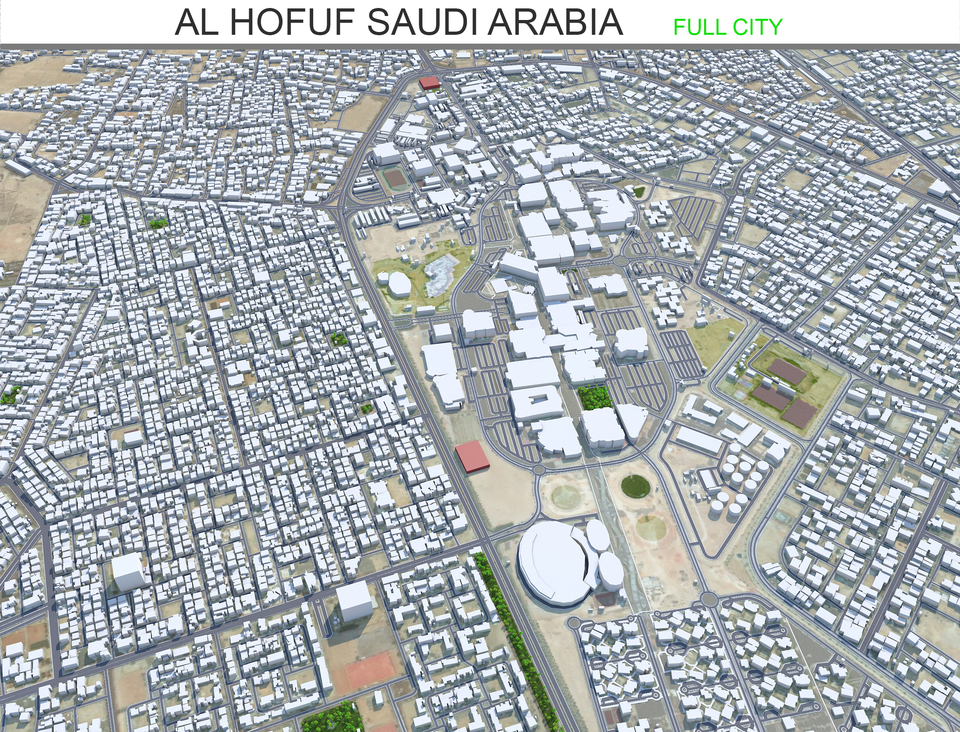 Al Hofuf city Saudi Arabia 3d model 30km