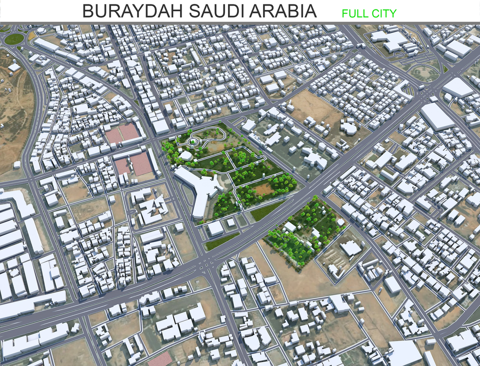 Buraydah city Saudi Arabia 3d model 35km
