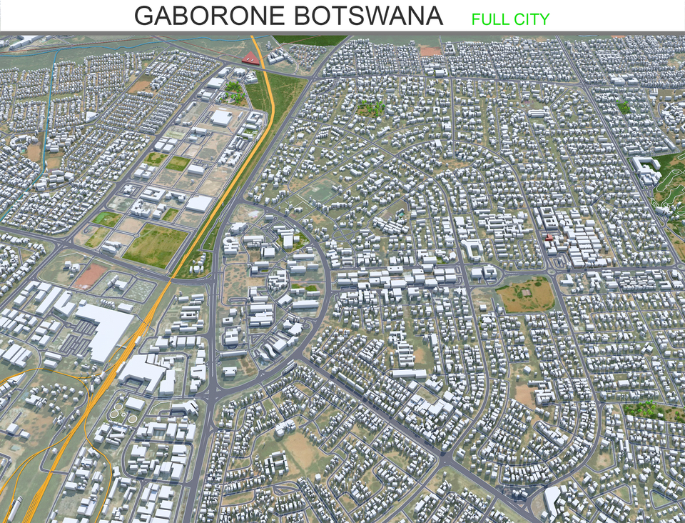 Gaborone city Botswana 3d model 25km
