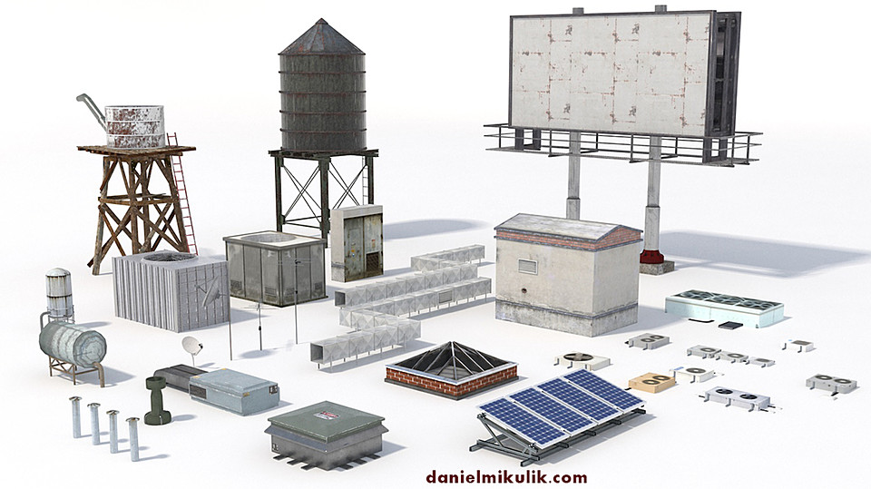 Low Poly Roof Element PACK