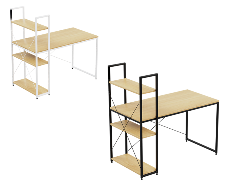 Industrial Work Desk With Shelves