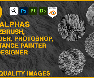 400+ Fur Alphas for ZBrush, Blender vol.8