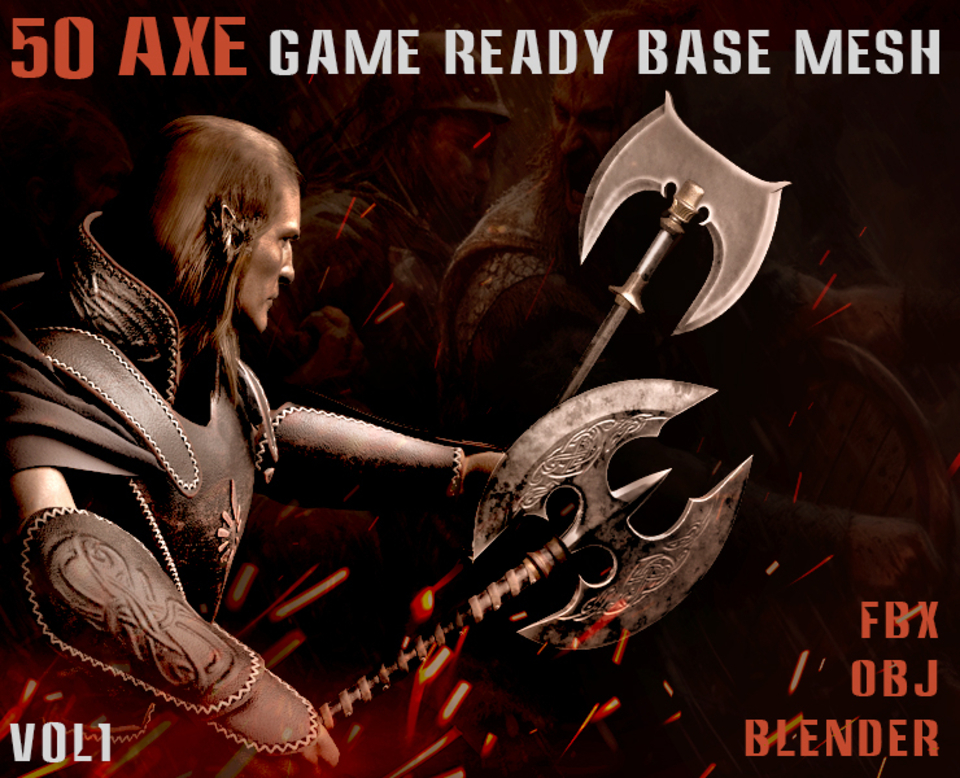 50 Axe Game Ready Base Mesh – Vol.01