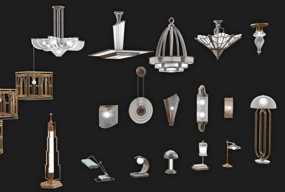 Art Deco Lamps - 3D Asset Pack