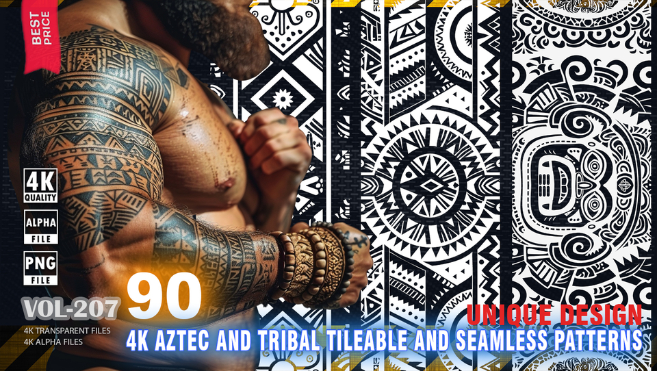 90 4K AZTEC&TRIBAL TILEABLE AND SEAMLESS PATTERNS