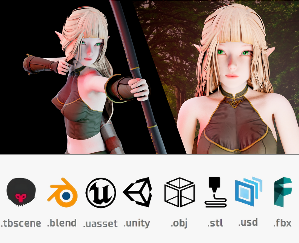 Elf Archer -Female Character - Blender UE5 Unity