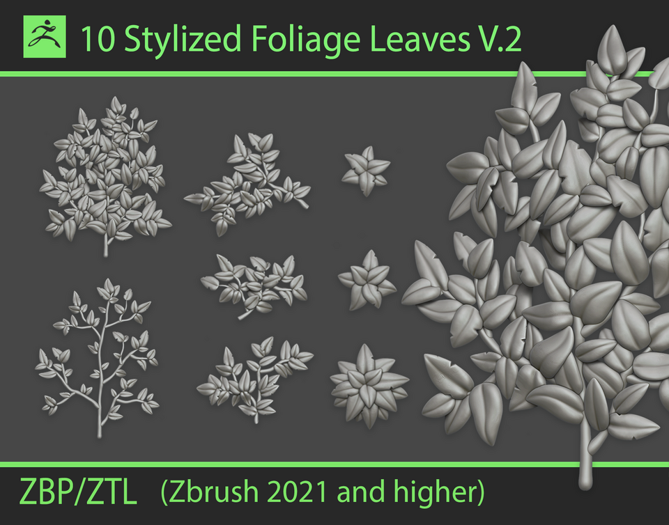 Stylized Foliage Leaves IMM Brush V.2