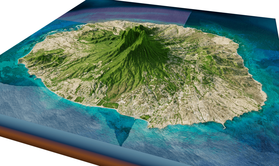 Nevis island in Caribbean 3d model terrain