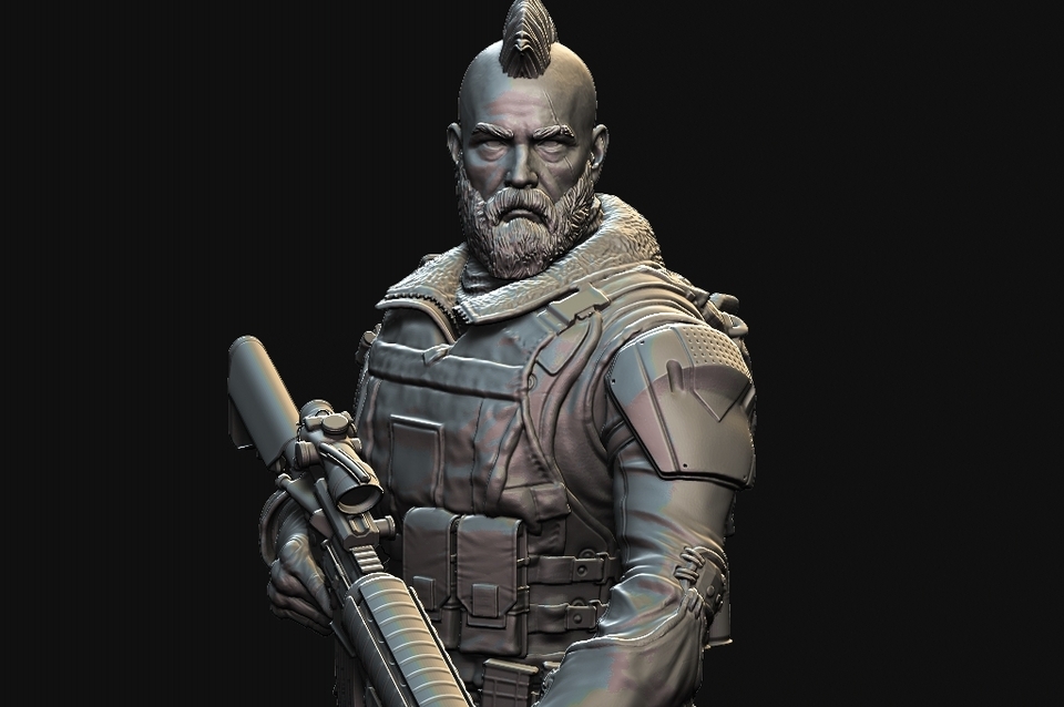 captain lobo print ready male soldier character