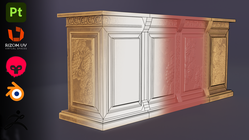 stylized bar counter