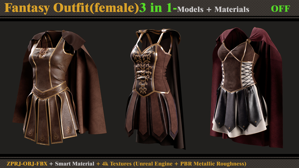 3 in 1 Fantasy Outfits-Models+Materials
