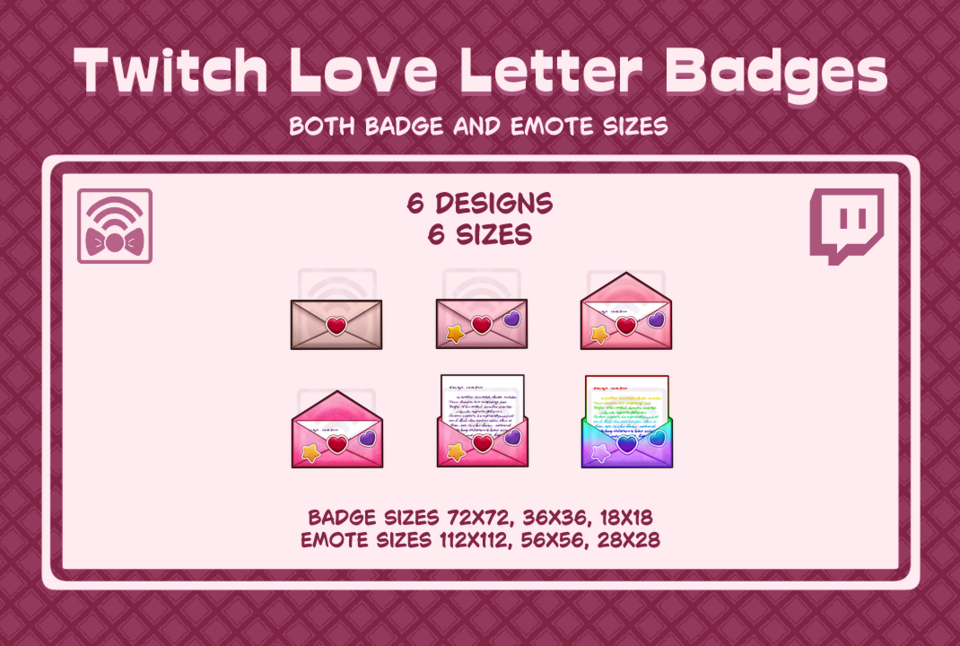 Love Letter Twitch Sub Badges and Emotes
