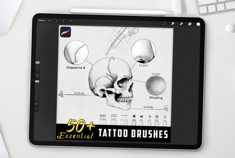 50+ Essential Tattoo Brushes for Procreate