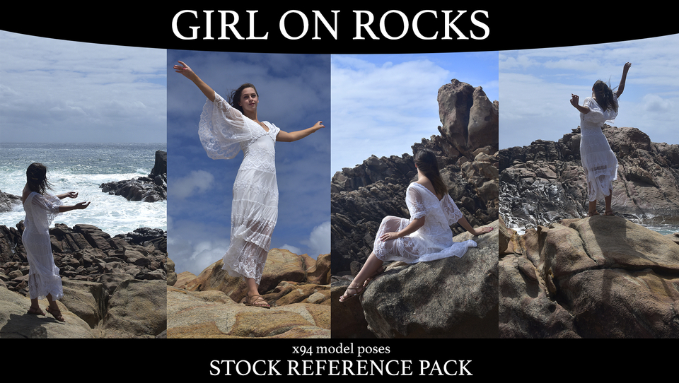 Girl on Rocks - Stock Model Reference Pack