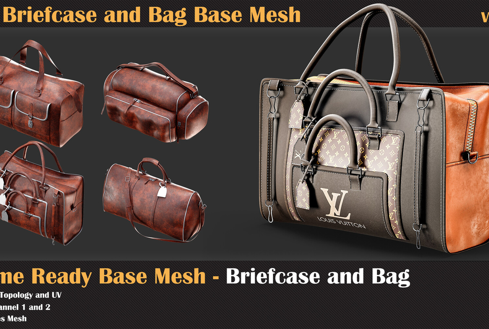 25 Briefcase and Bag Base Mesh ( Game Ready )