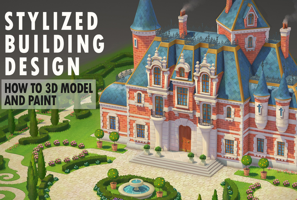 Stylized Building Design Photoshop and Blender