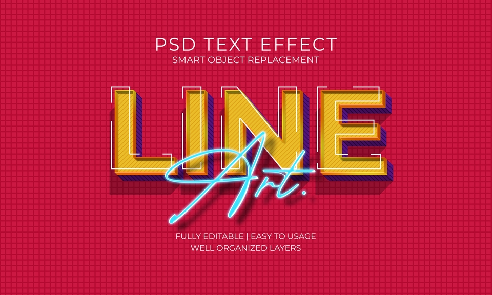 Line Art PSD fully editable text effect.