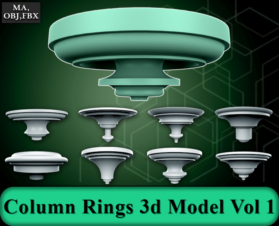 35 Column Rings 3d Model Vol 1