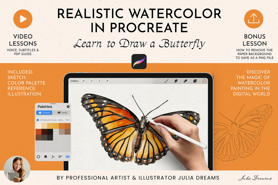 Tutorial Watercolor Procreate Learn Draw Butterfly