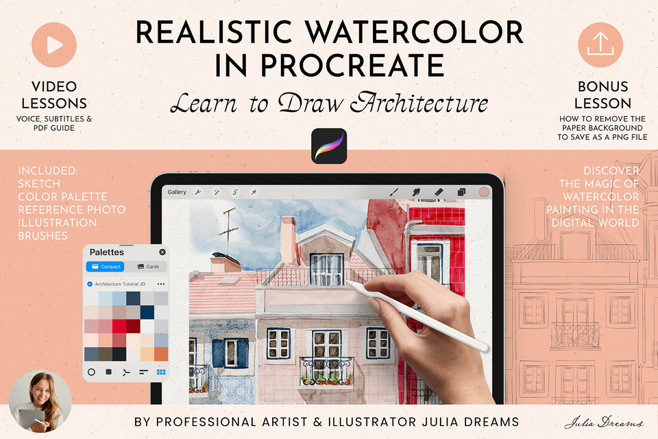Tutorial Watercolor Procreate Draw Architecture