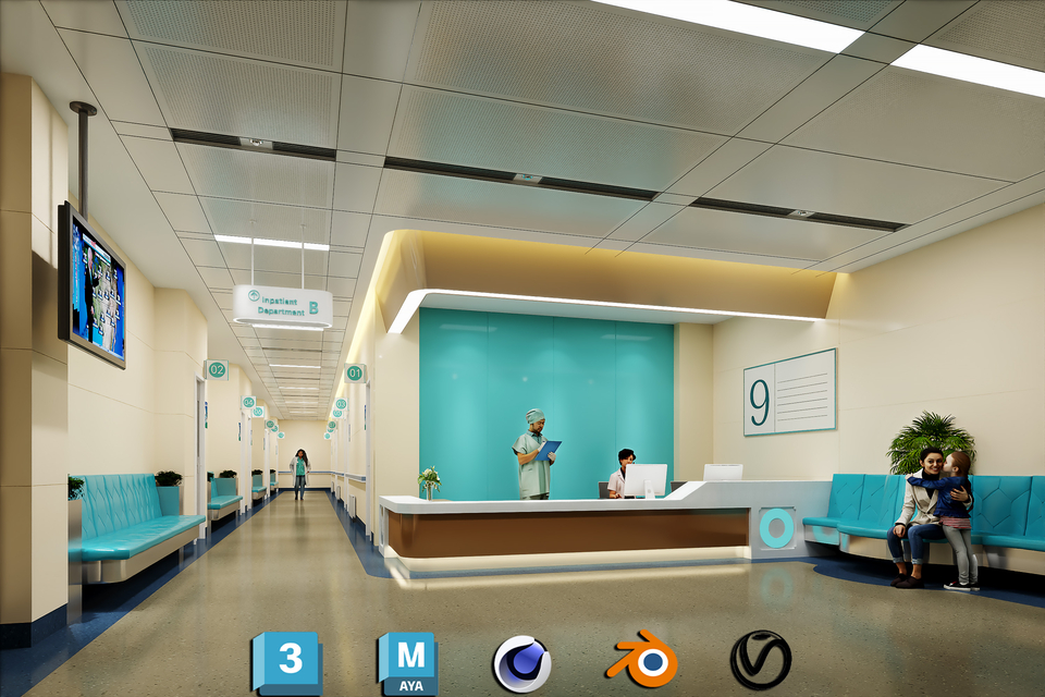 Nurse station in hospital - 3d models