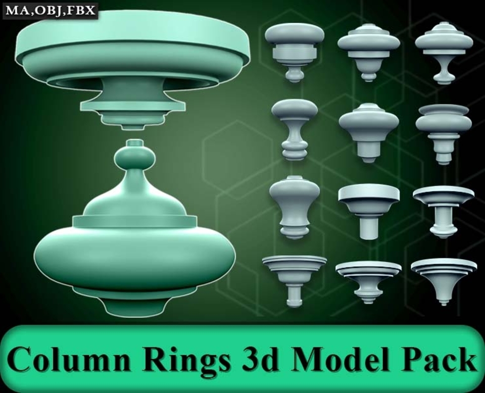 70 Column Rings 3d Model Pack