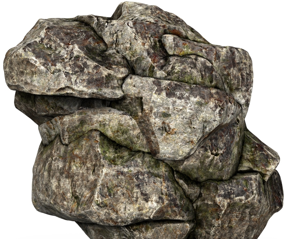 Low Poly Realistic Rock 01