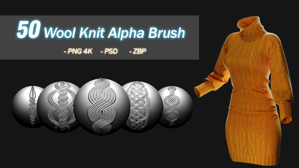 50 Wool Knit Alpha Brushes