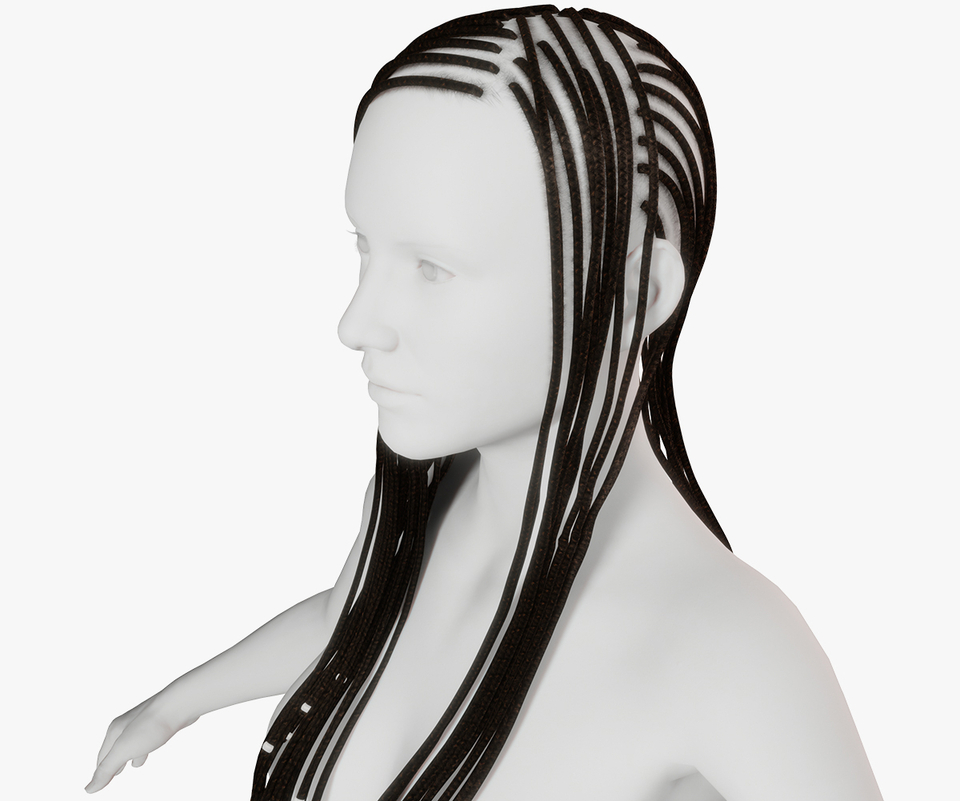 Realistic Braid Hair Rasta Low-poly