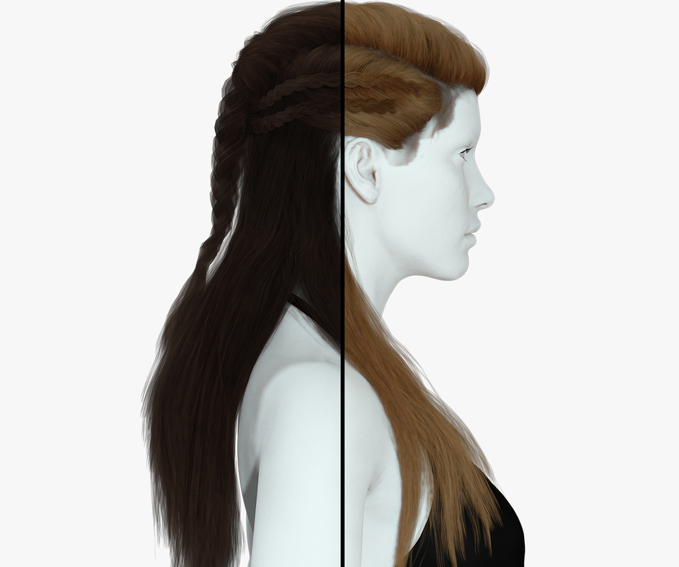 Realistic Female Long hair colorable cards