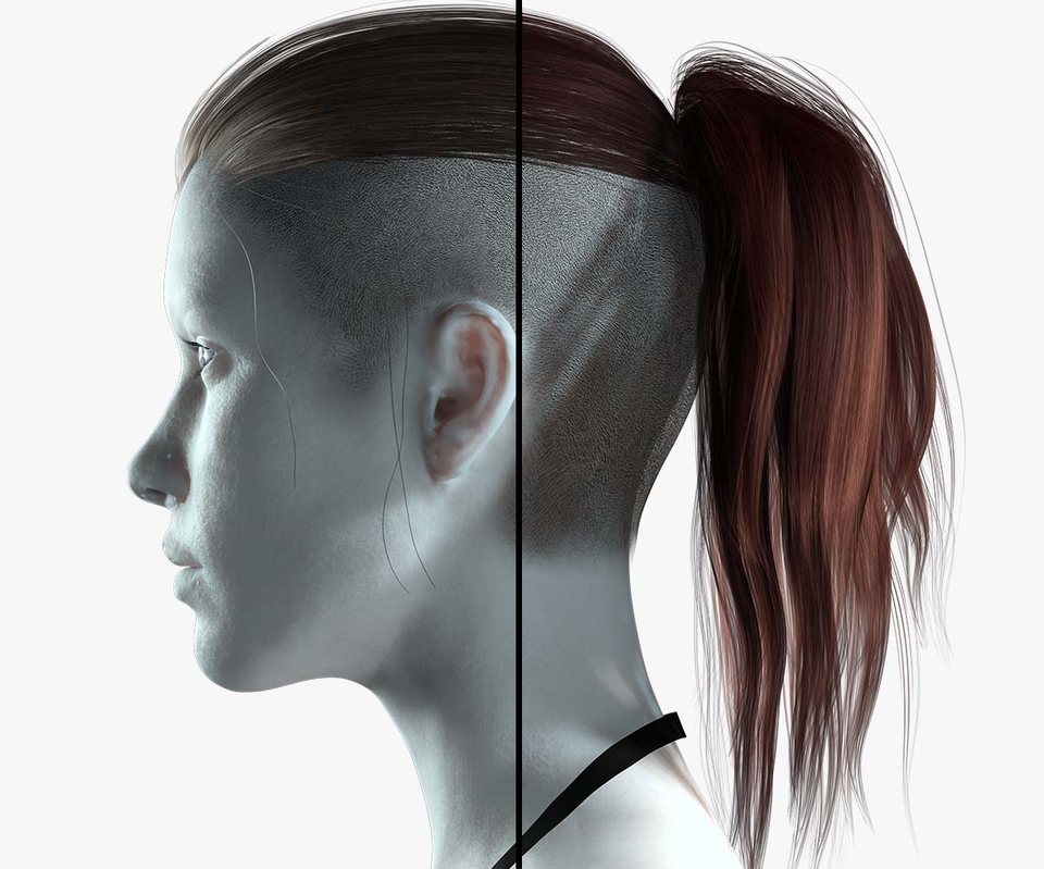 Realistic Female hair tail