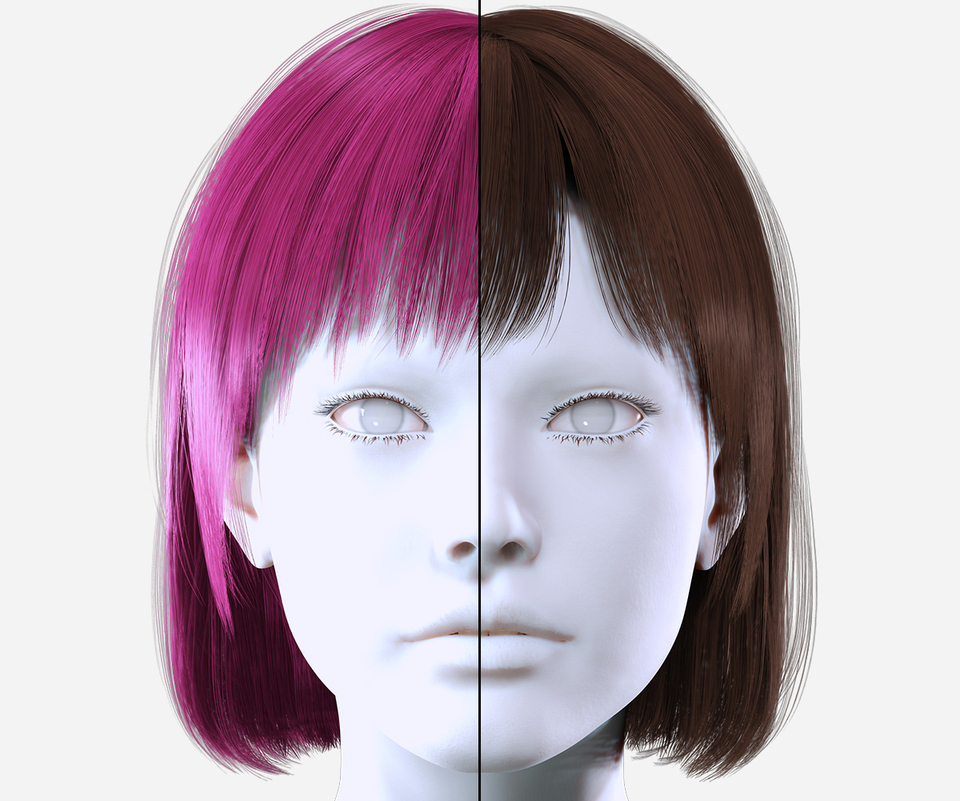 Realistic Female Bob Hair Style Low-poly