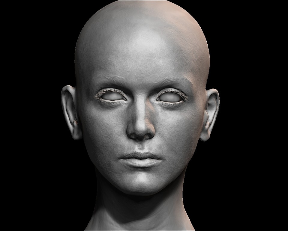 High detailed female face with UV and low poly