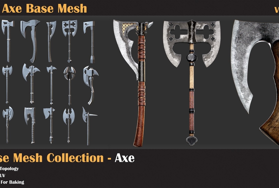 50 Axe Base Mesh - VOL 04 ( Game Ready )