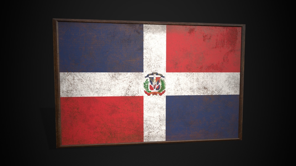 Old Picture Frame With Dominican Republic Flag