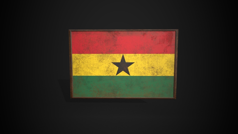 Old Picture Frame With Ghana Flag