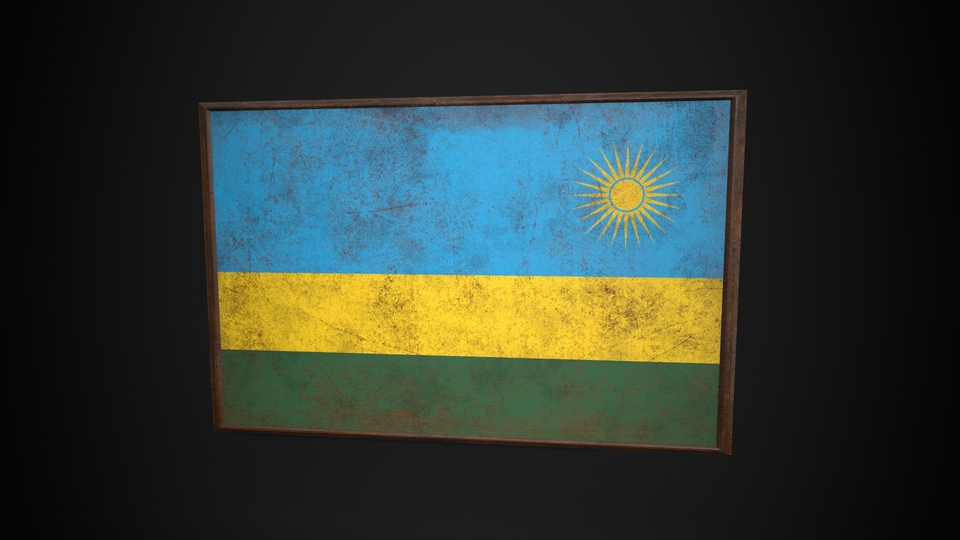 Old Picture Frame With Rwanda Flag