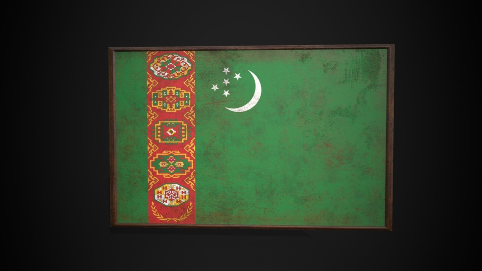 Old Picture Frame With Turkmenistan Flag