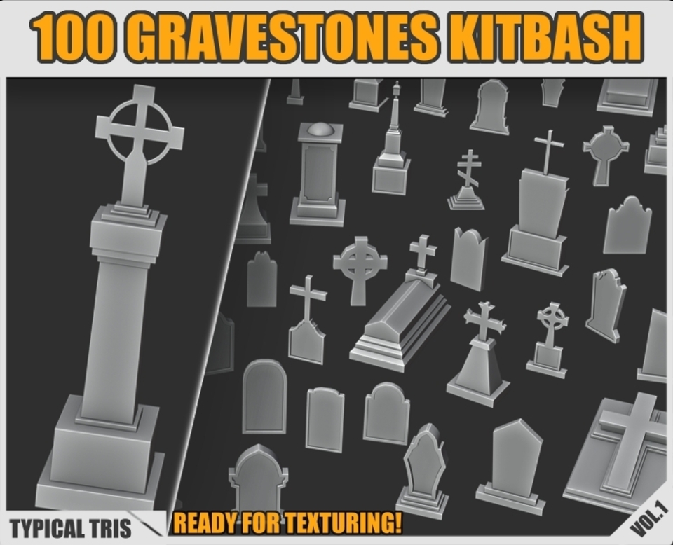 Kitbash - Gravestones - 100 Pieces