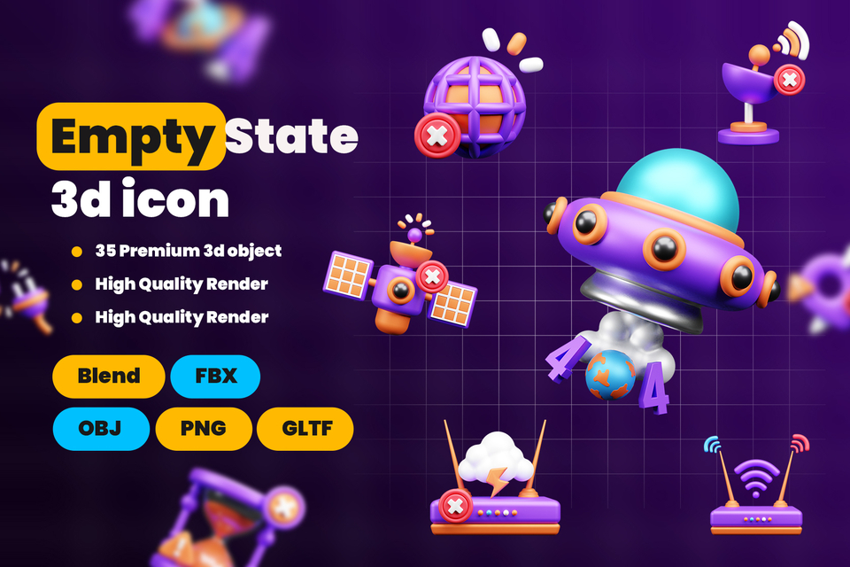 Empty State 3d Illustration Icon Pack