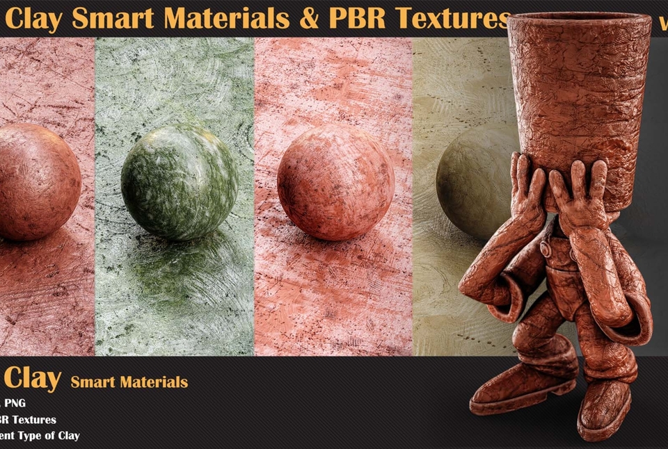 20 Clay Smart Materials & PBR Textures - Vol 15