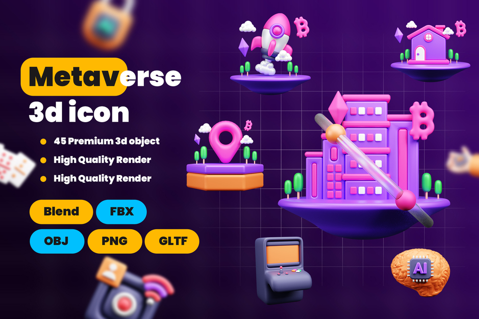 Metaverse Gaming 3d Icon Pack
